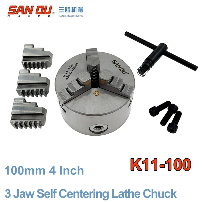 100mm 4 Inch 3 Jaw Self Centering Lathe Chuck SANOU K11-100 Metal ...