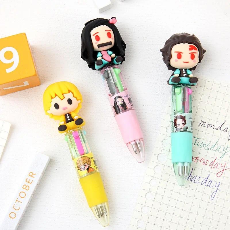 Anime Demon Slayer Pen 4-color Ballpoint Pen Kawaii Kamado Tanjirou ...