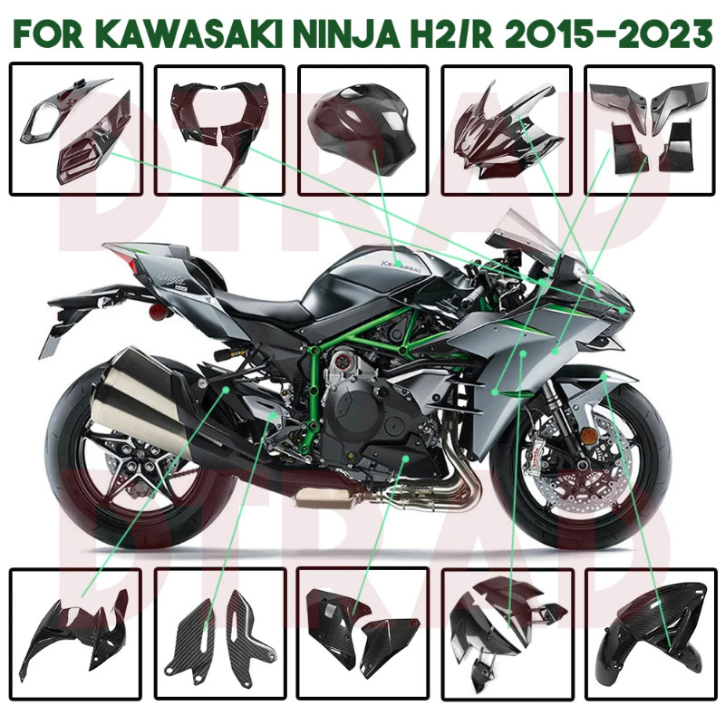 2022 For KAWASAKI NINJA H2 H2R 2015-2023 Carbon Fiber Body & Frame ...
