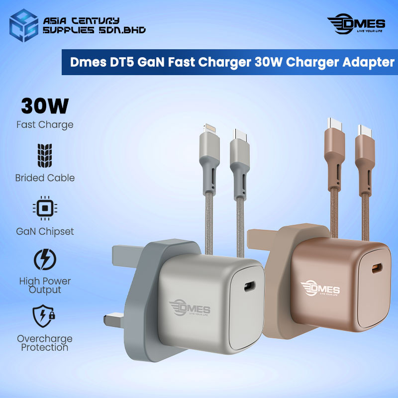 Dmes DT5 GaN Fast Charger 30W PD PPS USB-C Mini Wall Adapter for iPhone Android Laptop Low Temp ...