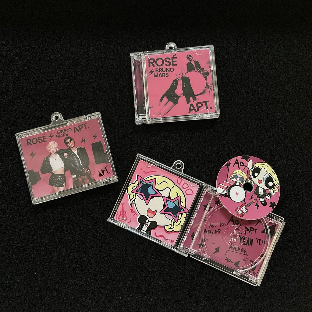 KPOP BLACKPINK ROSE X BRUNO MARS APT. MINI CD Album Keychain DIY ...