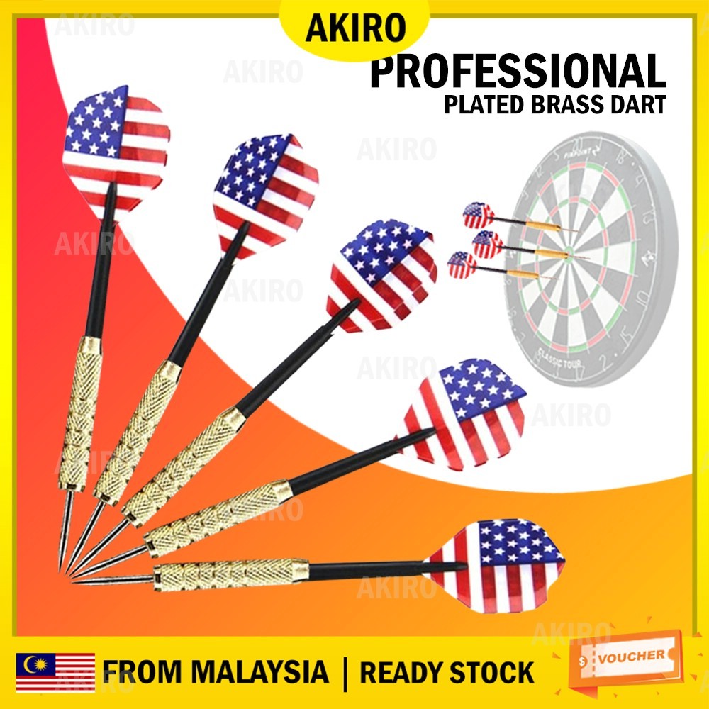 AKIRO 6PCS Dart Professional Plated Brass Barrel Steel Tip Dart With ...