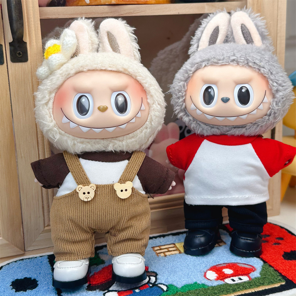 （Only cloth）17Cm labubu baby clothes bear overalls Dolls Accessories ...