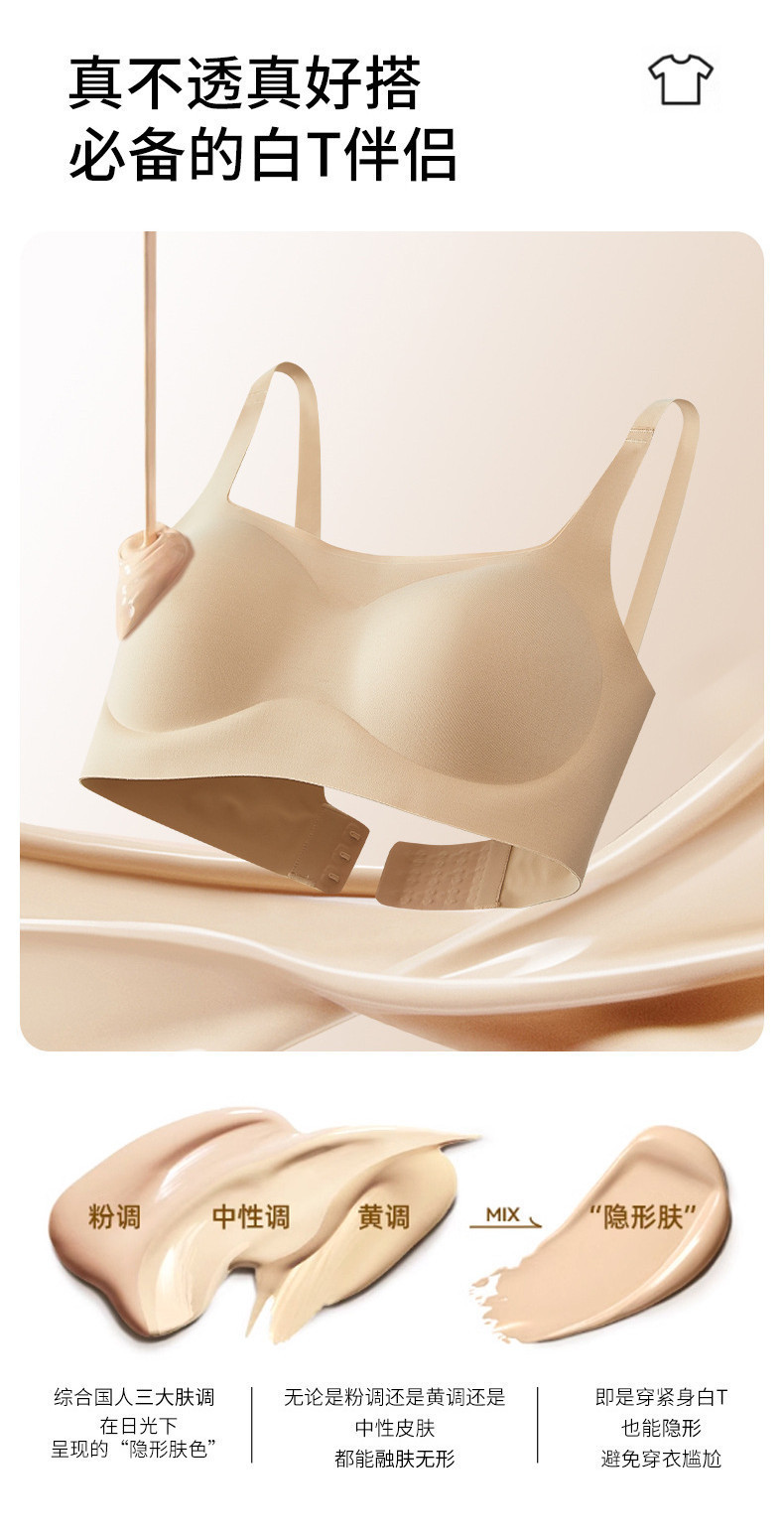 [Queen's Secret] Vintage square collar invisible skin bra seamless ...