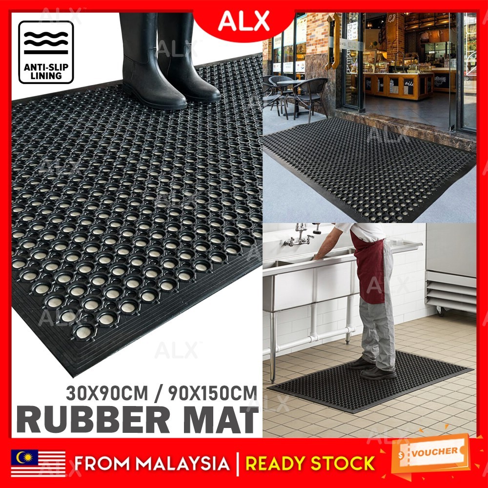 ALX Heavy Duty Floor Rubber Mat Thick Grease Resistant Restaurant ...