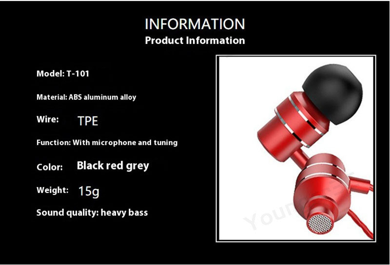 Noise Cancellation Metal Wired Earphones,Heavy Bass In Ear Headsets ...