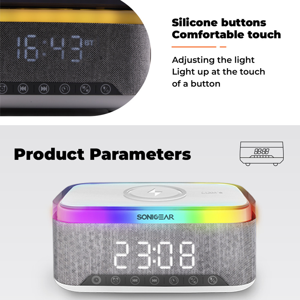 SonicGear Pandora Luma 5 Bluetooth FM Radio Clock Wireless Charging ...