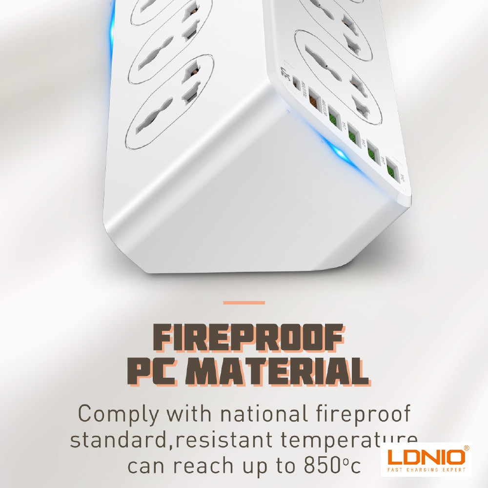 LDNIO SC10610 2500W 10 Sockets + Type-C PD + QC3.0 6 USB Ports Desktop ...