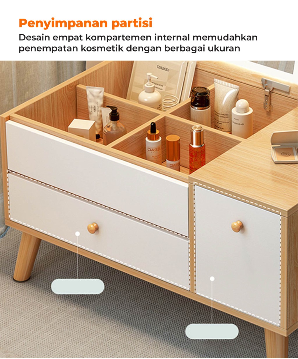 Homedoki Dressing Table/Minimalist Dressing Table/LED Dressing Table ...