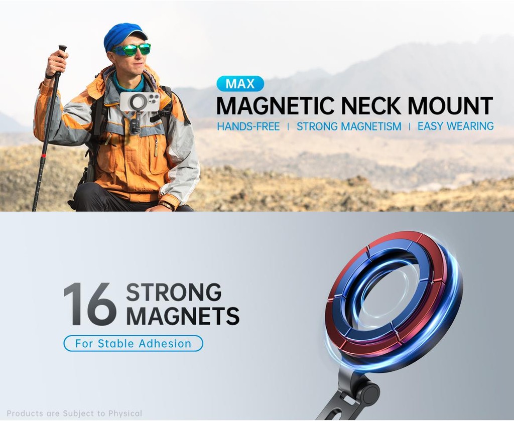 Max Magnetic Neck Mount for Phones, Neck Tripod With Fixing Chest Strap ...