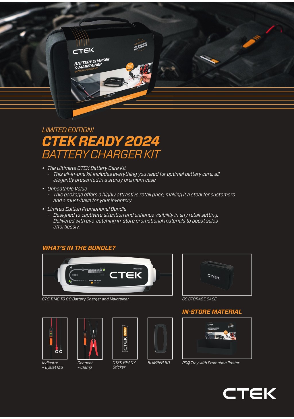 CTEK CT5 TIME TO GO Smart Car Battery Charger 6 in 1 Value Pack ...