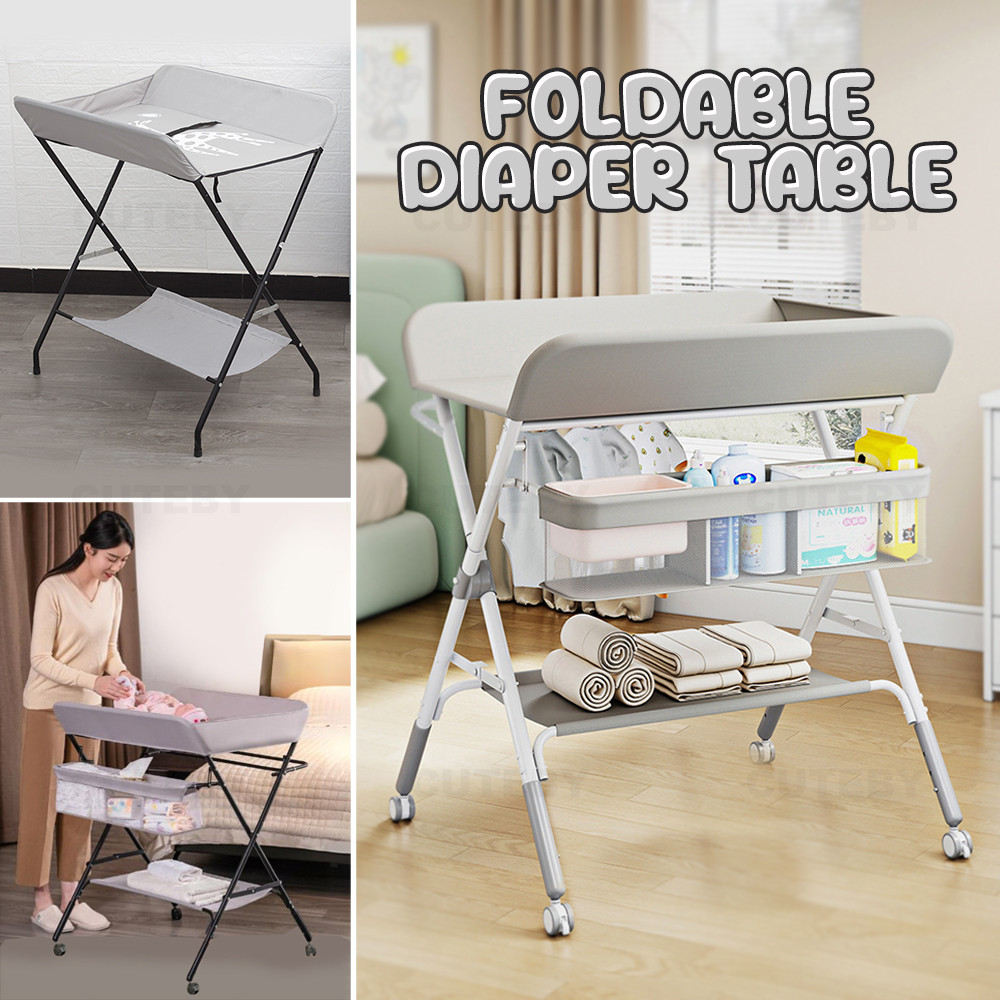 Newborn Foldable Diapers table with wheel adjustable Baby DiapersBaby ...