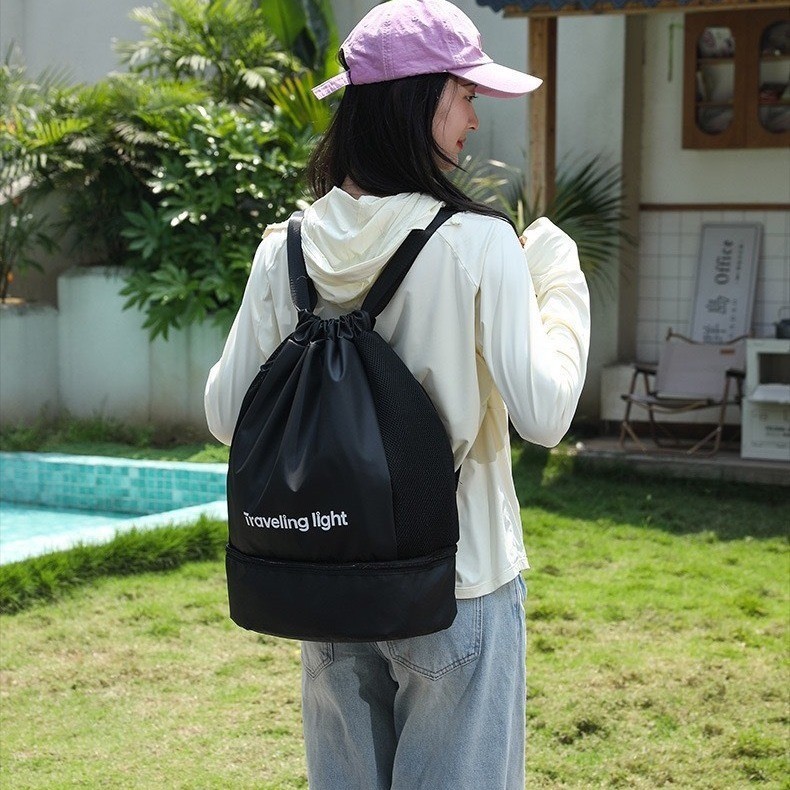 LABER LEE Drawstring Bag Dry Wet Separation Swimming Storage Backpack ...