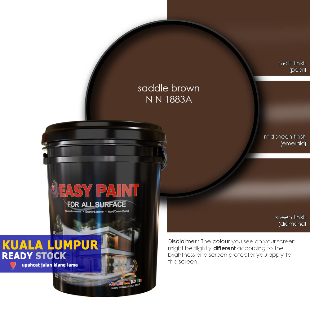 1 Liter and 5 Liter - SADDLE BROWN N N 1883A, Easy Paint All Surface for interior & exterior ...