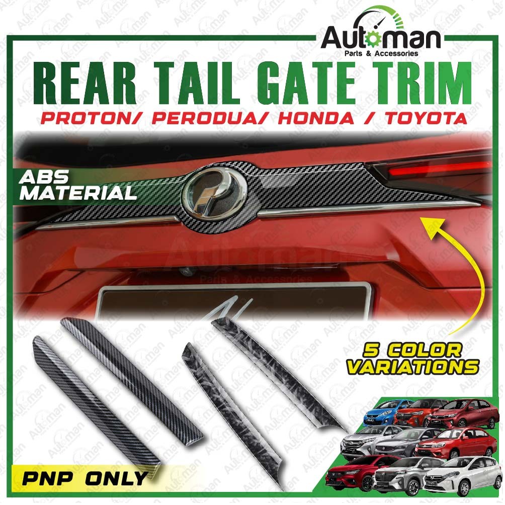 Rear Tail Gate Trim Proton Perodua Toyota Honda Chrome Carbon Black ...