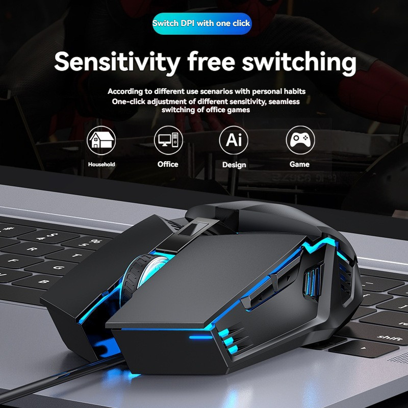 Gaming Mouse LED Backlit USB Silent Wired Mouse Ergonomic Design Mice ...