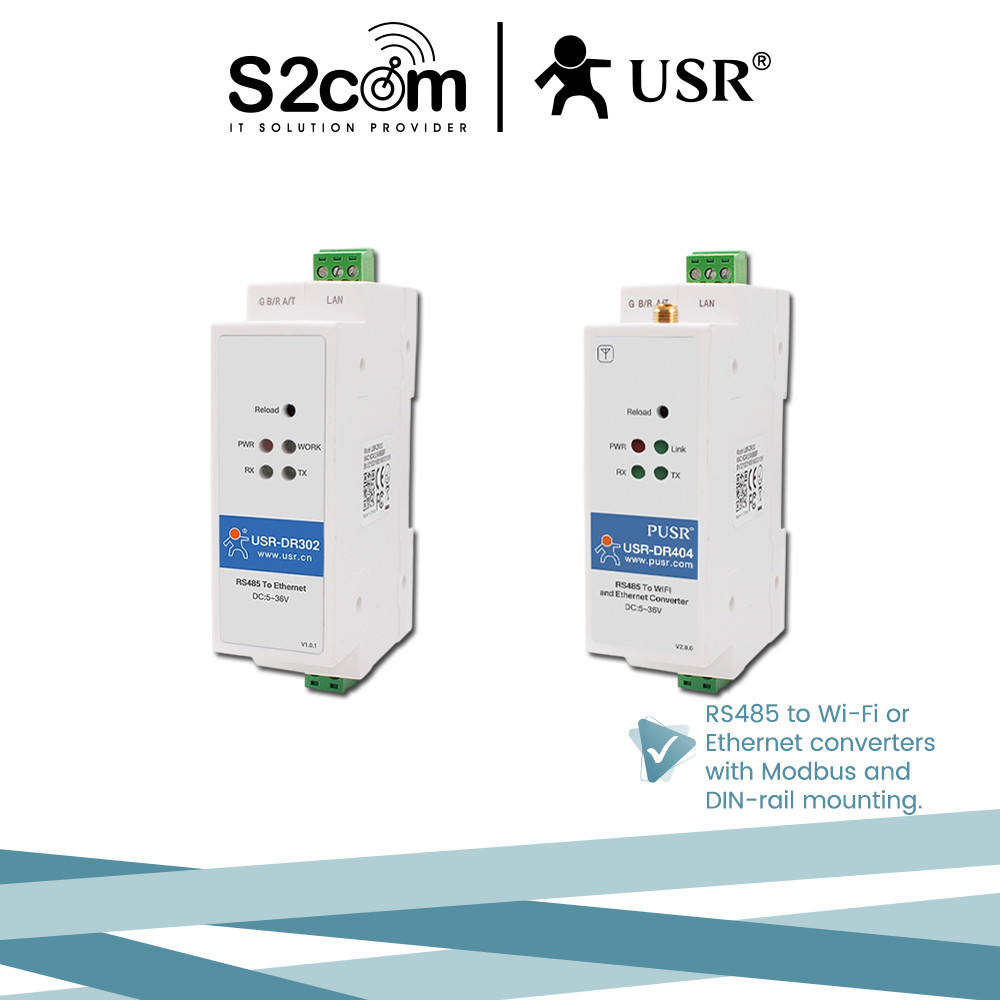 PUSR USR-DR404 & USR-DR302 DIN-Rail RS485 to Wi-Fi/Ethernet Converters ...