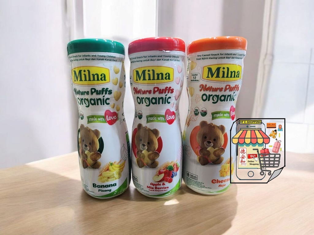 Milna Nature Puff Organic 42g(Apple&Mix Berries/Cheese/Banana) | Shopee ...
