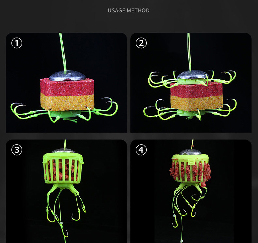 Carp Bait Explosion Fishhooks Set for Feeder Cage Fishing Flap 8 Claw ...