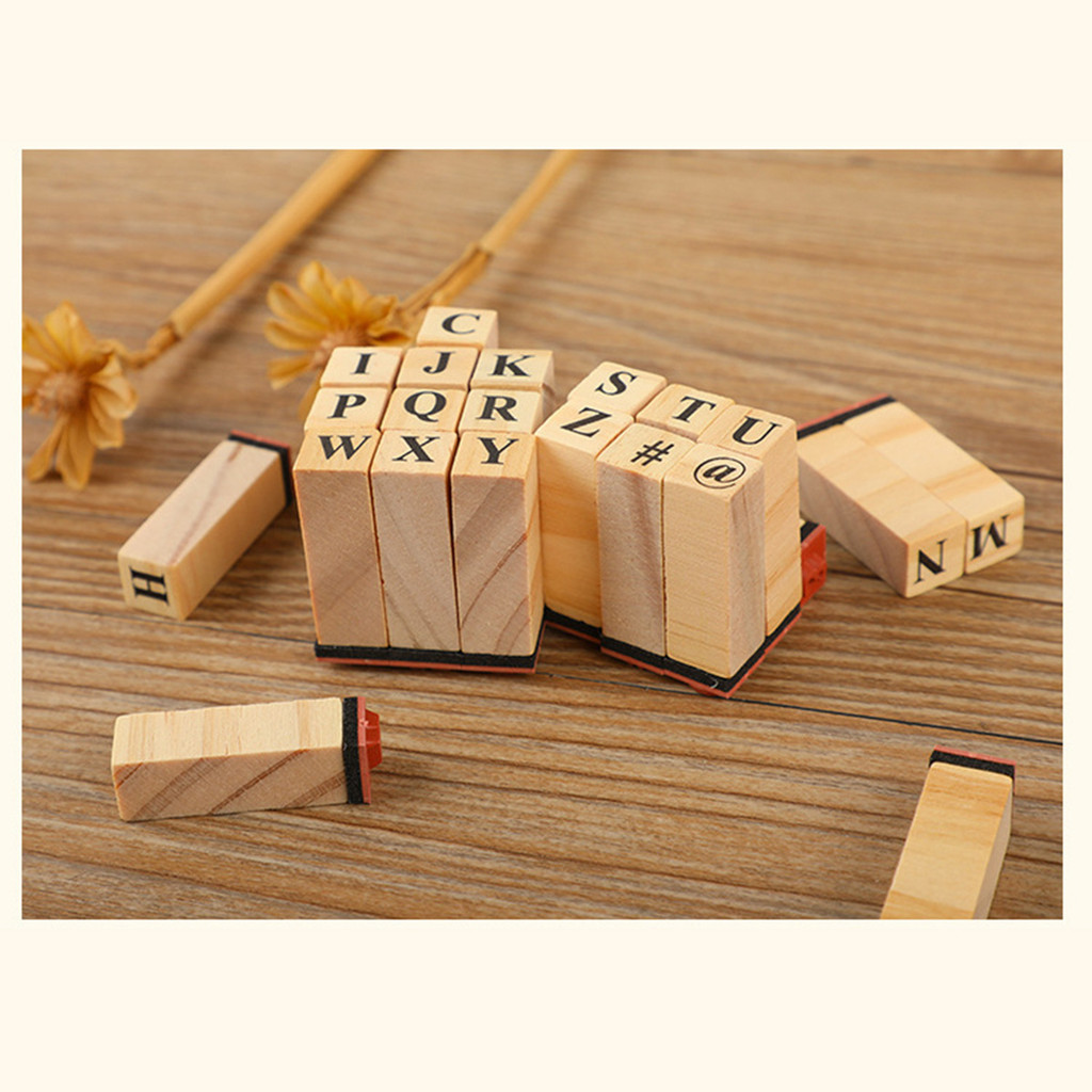 40Pcs/set Letter Stamping Kit Vintage Alphabet Symbols Wooden Rubber ...
