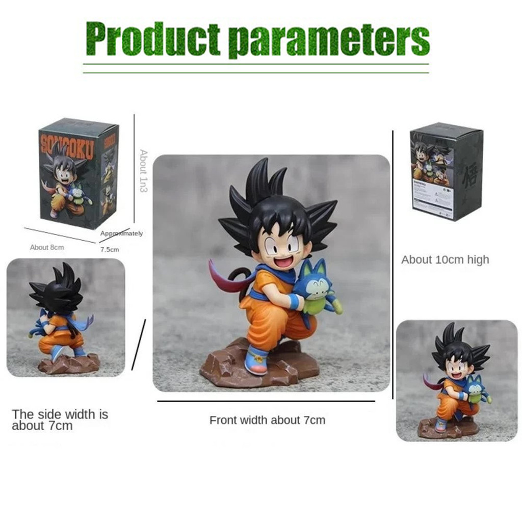 10cm Dragon Ball Q Version Anime Character Goku Holding Pura PVC Anime ...