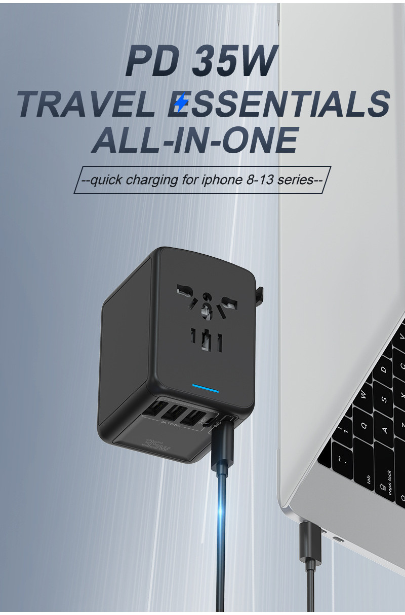 35W/65W Universal Travel Adapter | GaN Global Charger with USB | Type C ...