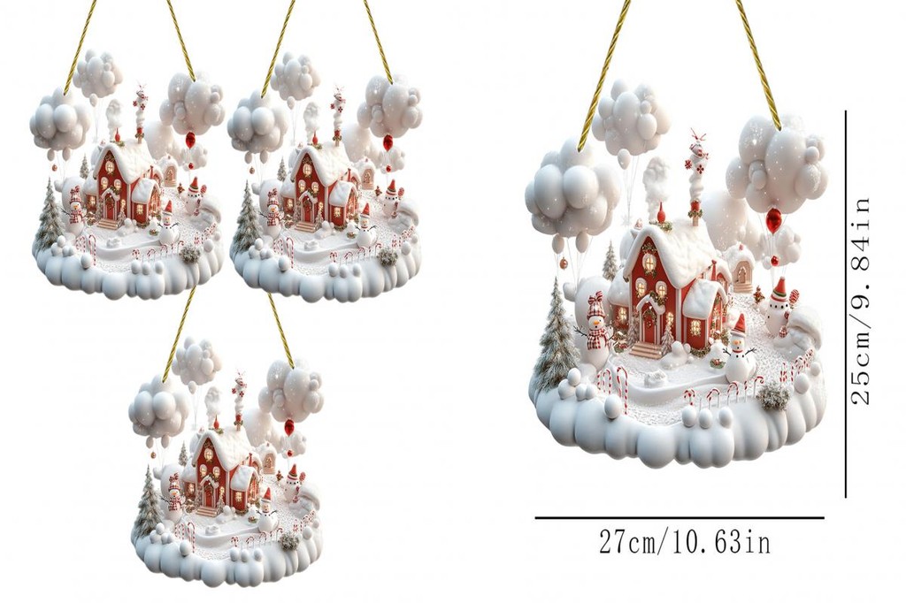 YQ.B Realistic Igloo Design Christmas Tree Pendant Snow Village House ...