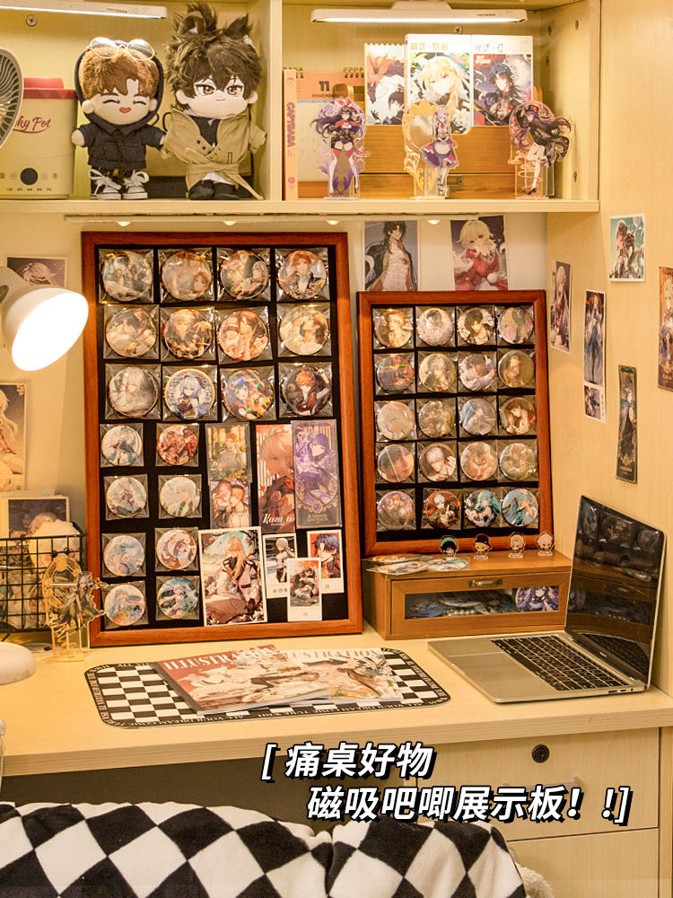 Badge storage//// Desktop Millet Display Rack Magnetic Solid Wood ...