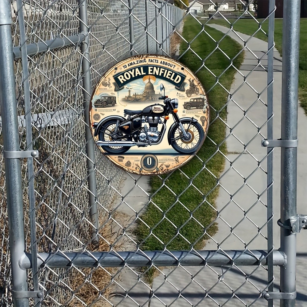 1pc Vintage Royal Enfield Metal Sign Retro Round Wall Art with ...