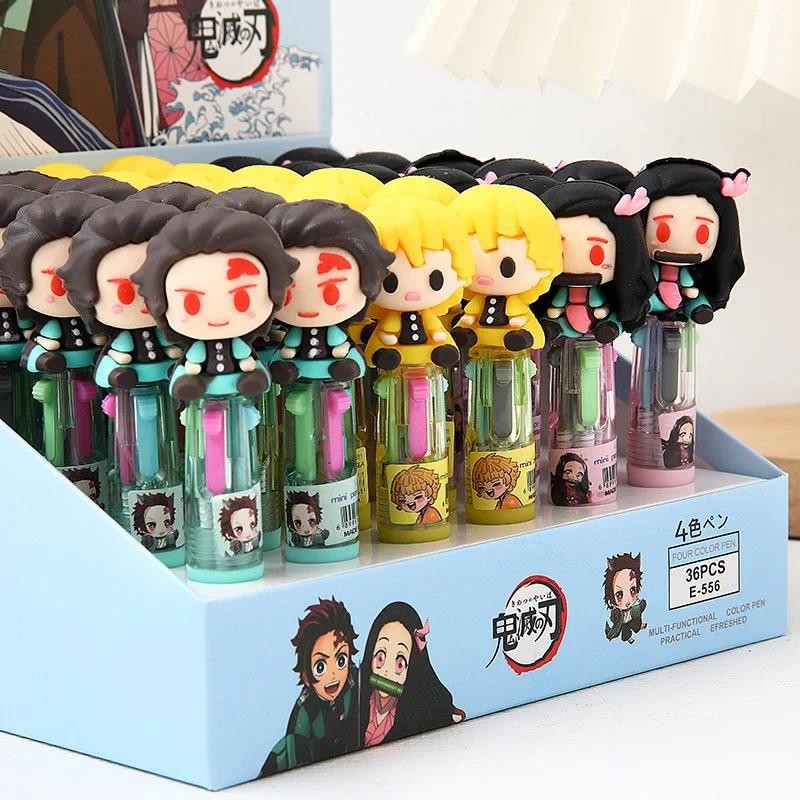 Anime Demon Slayer Pen 4-color Ballpoint Pen Kawaii Kamado Tanjirou ...
