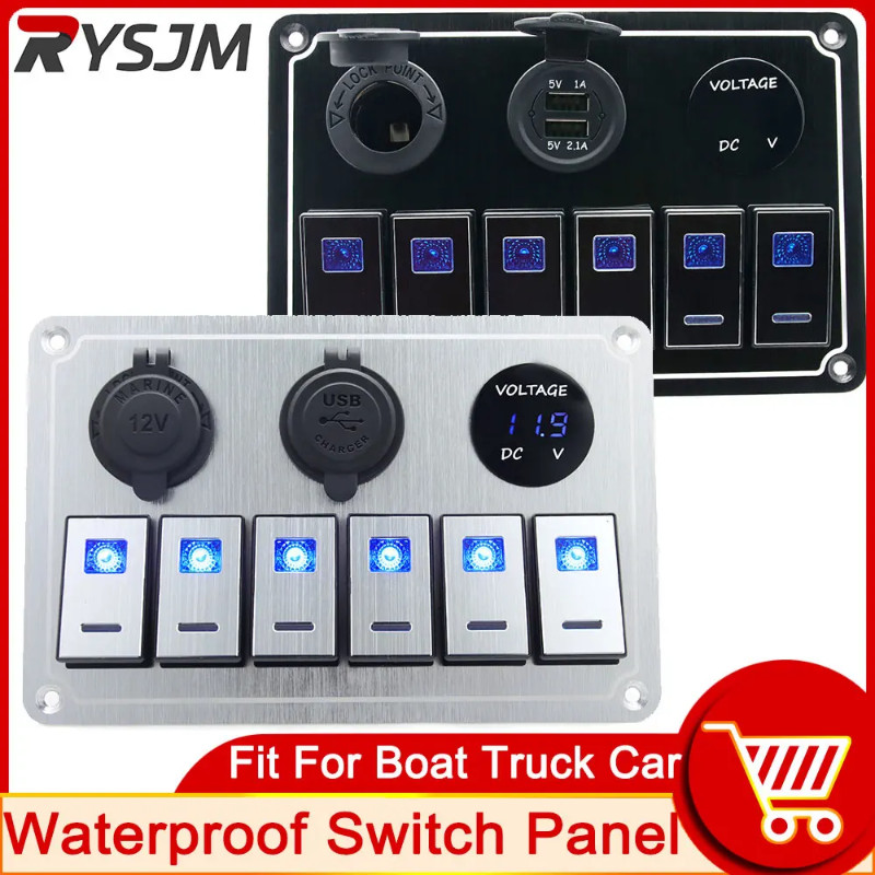 HD 12v Switch Panel Aluminum Toggle Switch Panel LED Light Switch ON ...