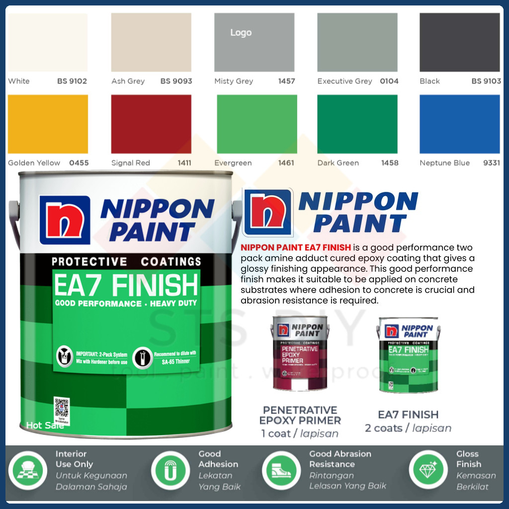 5L Nippon EA7 epoxy floor paint l cat lantai rumah epoxy cat epoxy l ...