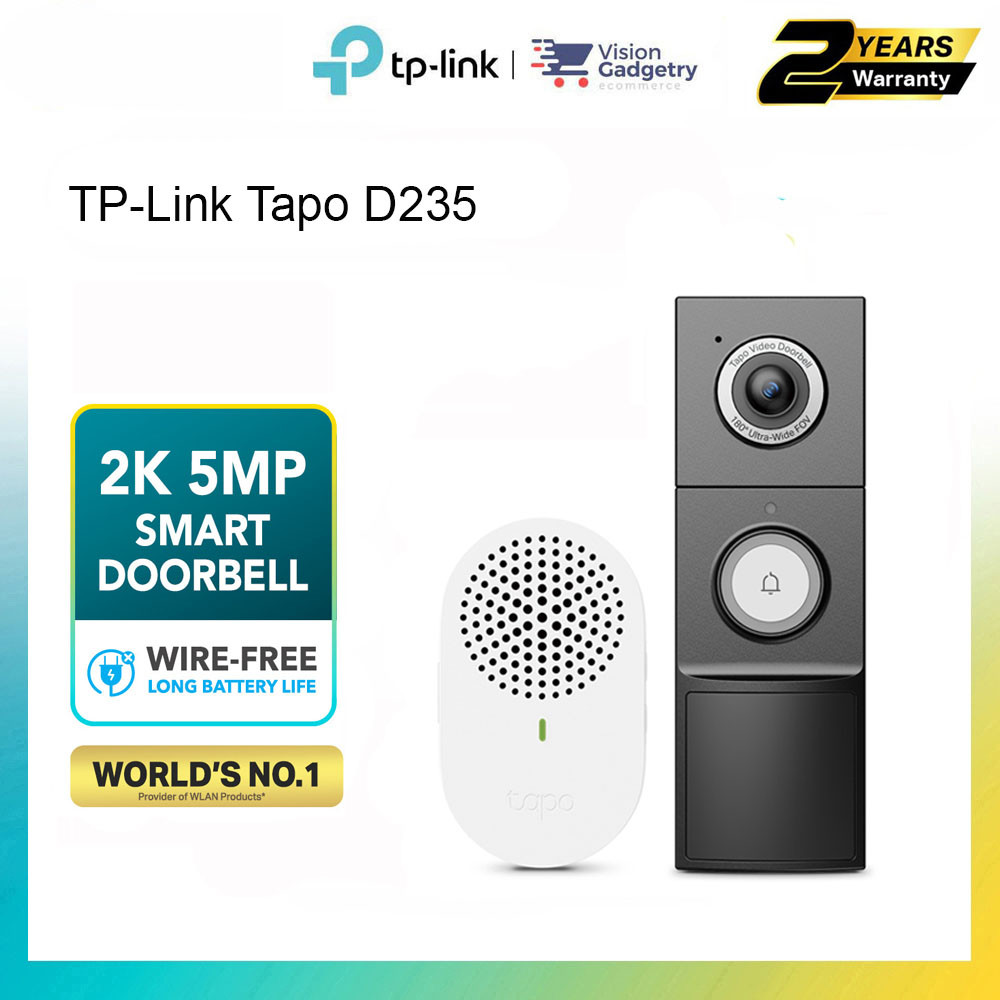 TP-Link Tapo D235 2K 5MP Wireless Smart Battery / Hardwired Video Doorbell Camera | Shopee Malaysia