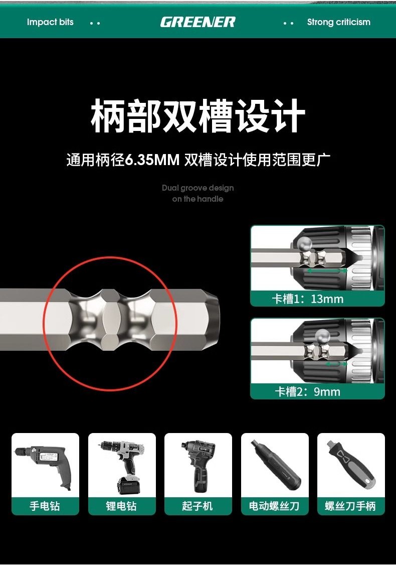 Greener Magnetic Screwdriver Alloy Steel Long Drill Bits 1/4 Hex Shank ...