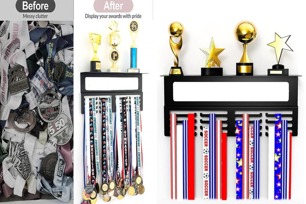 Moon* Trophy Display Rack Metal Medal Display Stand Premium Medal ...