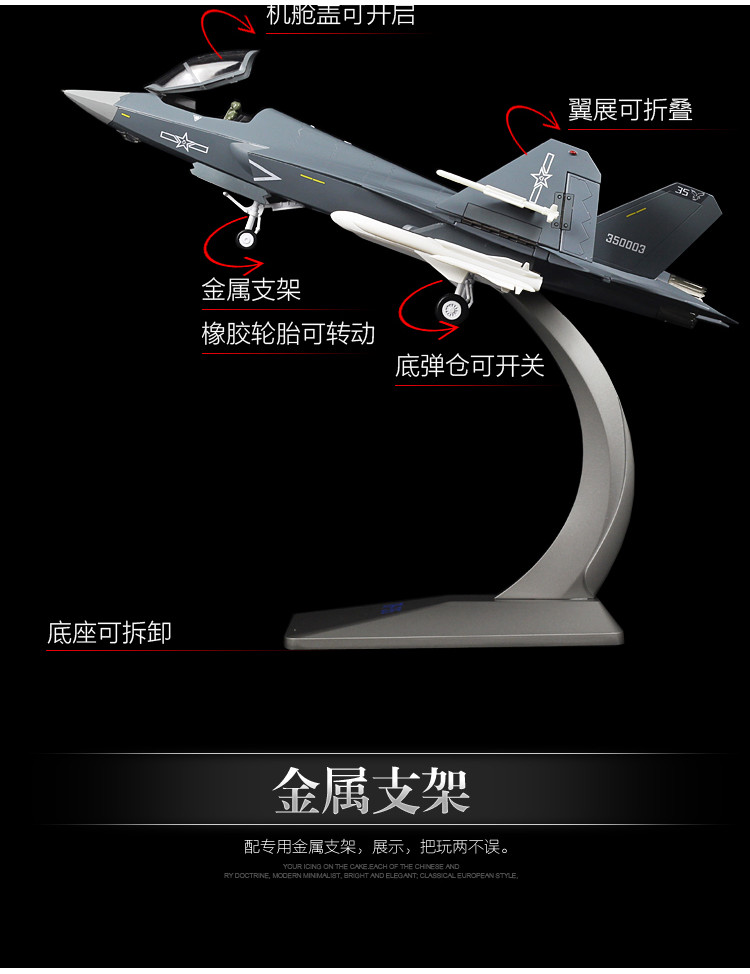 1: 48 J-35A Simulation Alloy Stealth Fighter j35 Carrier Aircraft Model ...
