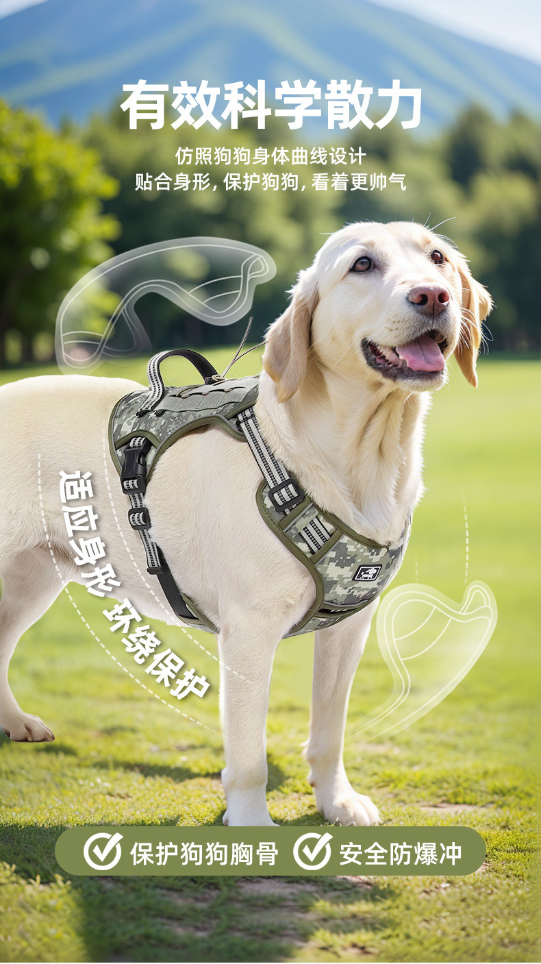 Large Dog Harness Adjustable Reflective Vest for Labrador Golden ...
