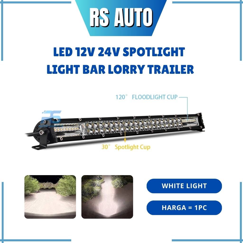 Double 12V 24V 36V Light Bar Spotlight Lori Trailer Roof Head Spot ...