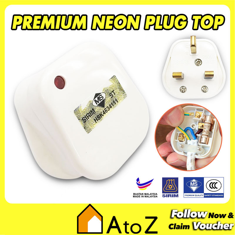 SIRIM Malaysia Premium Neon Light High-Quality 13A Fused 3 Pin Plug Top ...