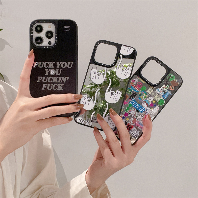 CaseTifg Naughty Ripndip Cat Mirror Phone Case With Box For iPhone 16 ...