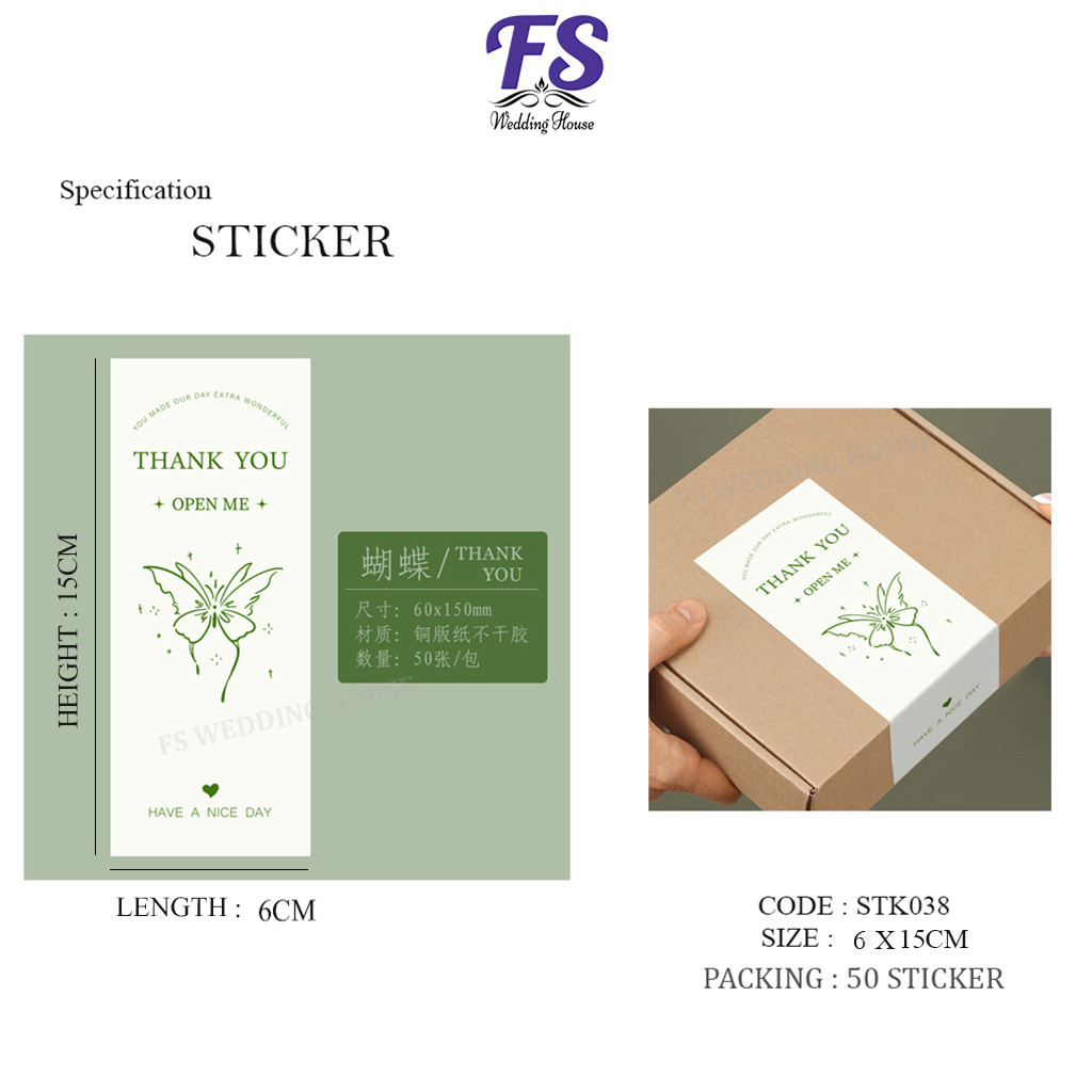 LONG THANK YOU STICKER LABEL/LONG DOORGIFT STICKER/封口贴纸/包装贴纸/ARCH ...