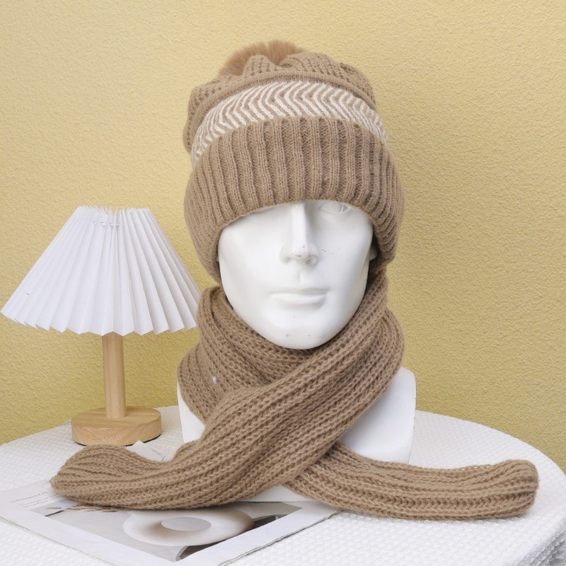 Knitted Scarf Hat Set - Fashion, Simple - For Winter Outdoor Sports ...