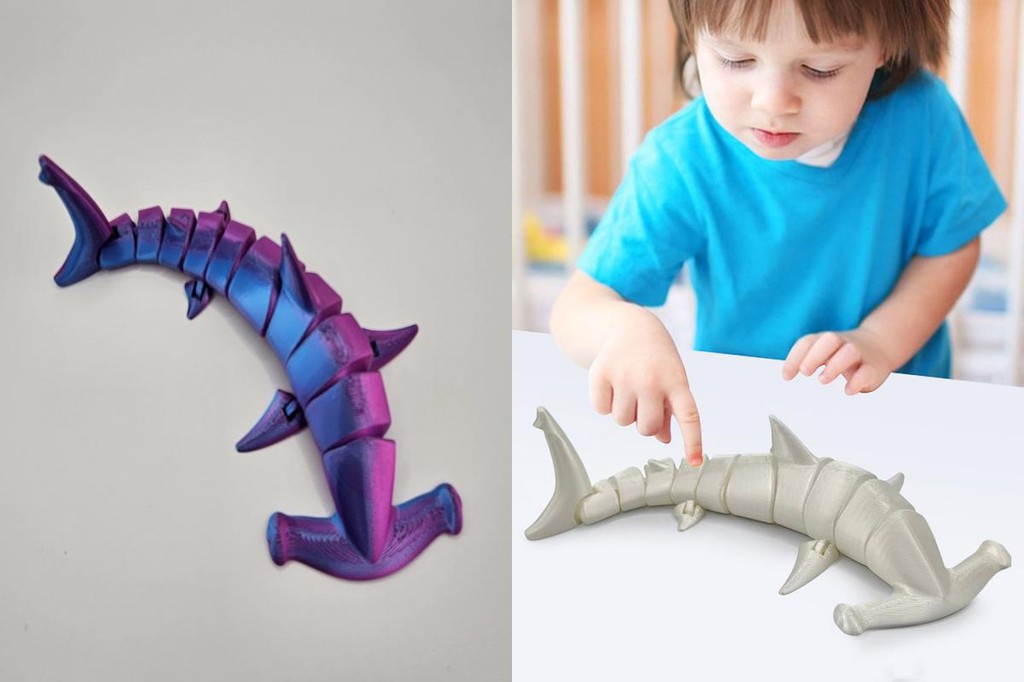 Articulated Shark Figure Articulated Hammerhead Shark Figurine Movable ...