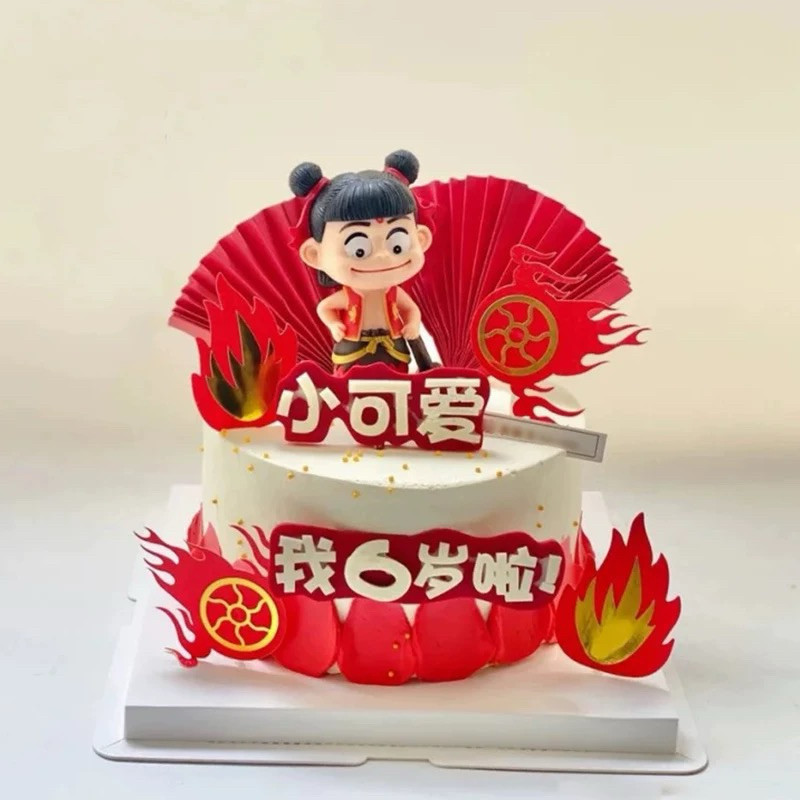 PVC Nezha Series Cake Decoration Children's Birthday Theme Party ...