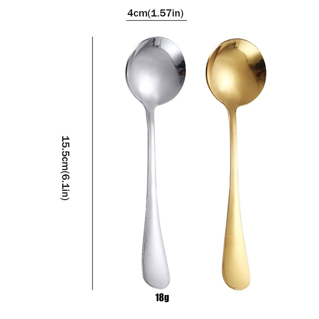 Coffee Spoon Stainless Steel Fruit Dessert Soup Small Round Spoon ...