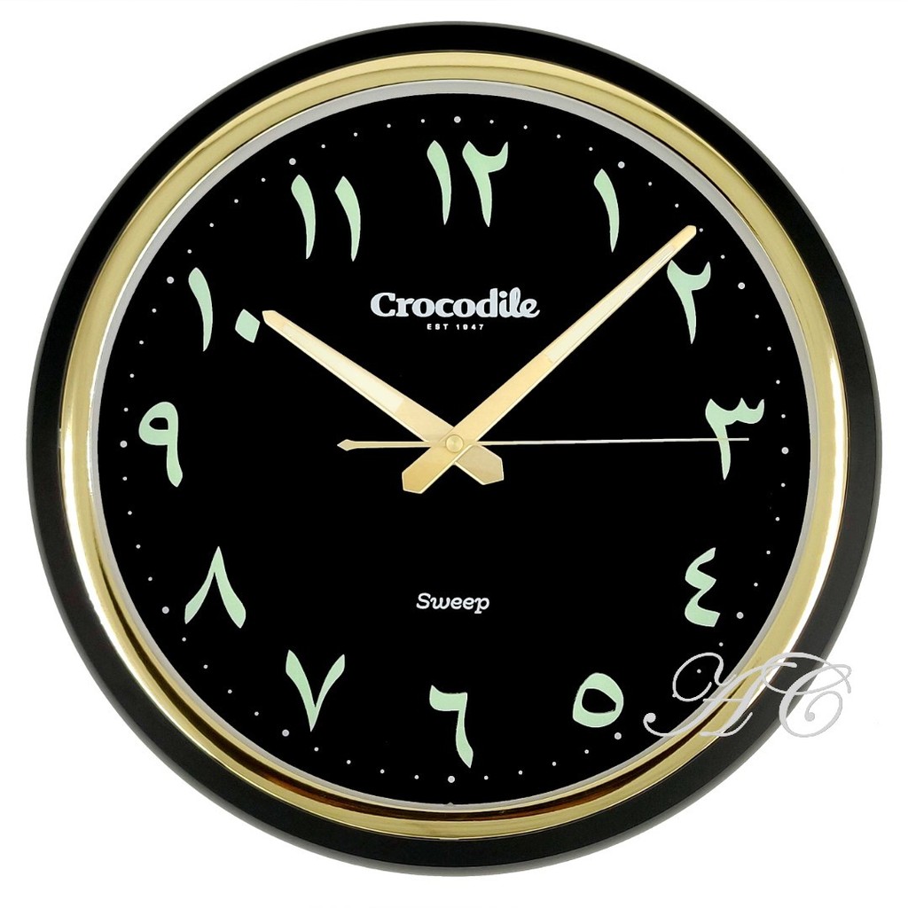 100% ORIGINAL CROCODILE Jawi Luminous Glow Quiet Analogue Wall Clock ...
