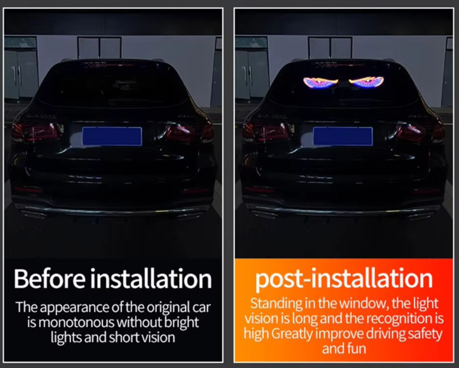 2pcs USB Car Dynamic Big Devil's Programmable Eye Light Sticker Led ...