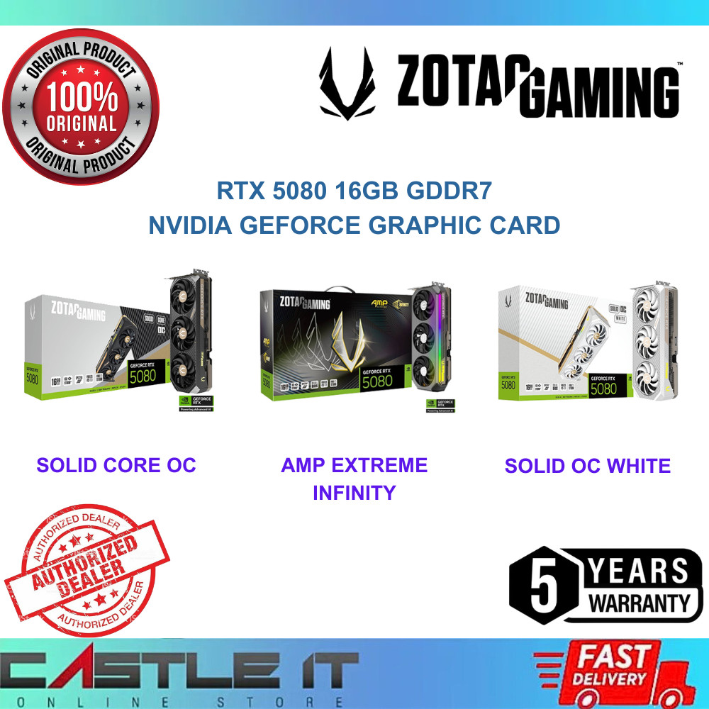 Zotac RTX 5080 AMP Extreme Infinity / Solid Core OC / White 16GB GDDR7 ...