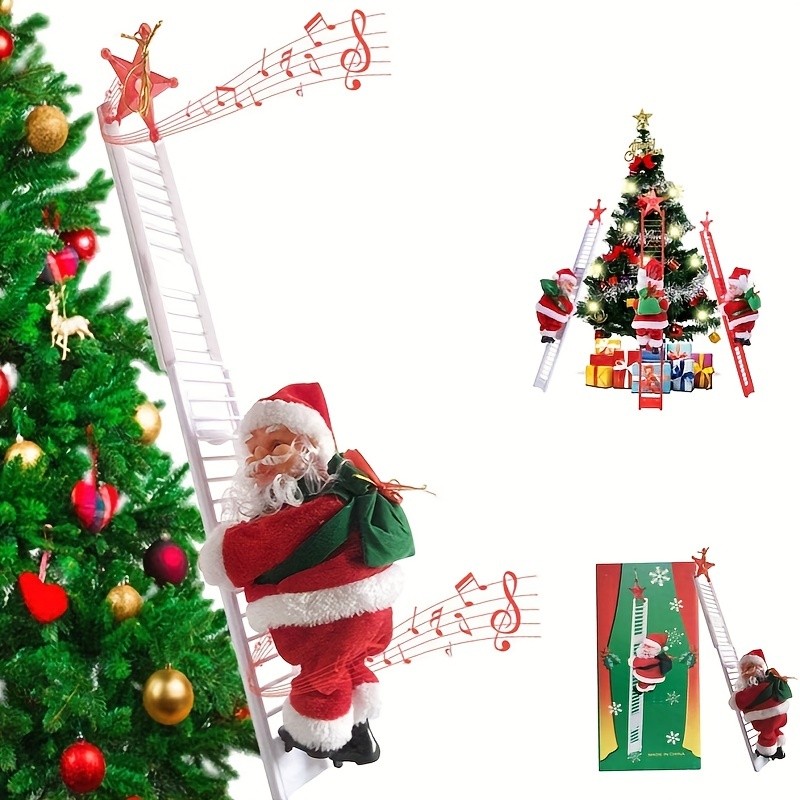 1pc Electric Santa Climbing Ladder Climbing Up And Down Santa Claus On ...