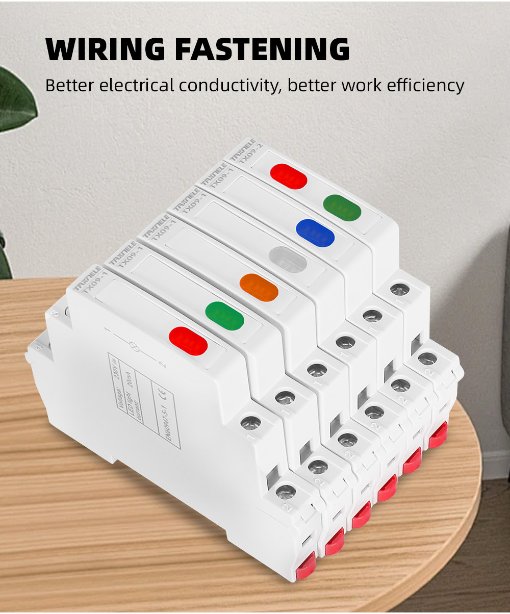 Din Rail 9mm Indicator Light AC DC 220V LED Signal Lamp Pilot Lights ...